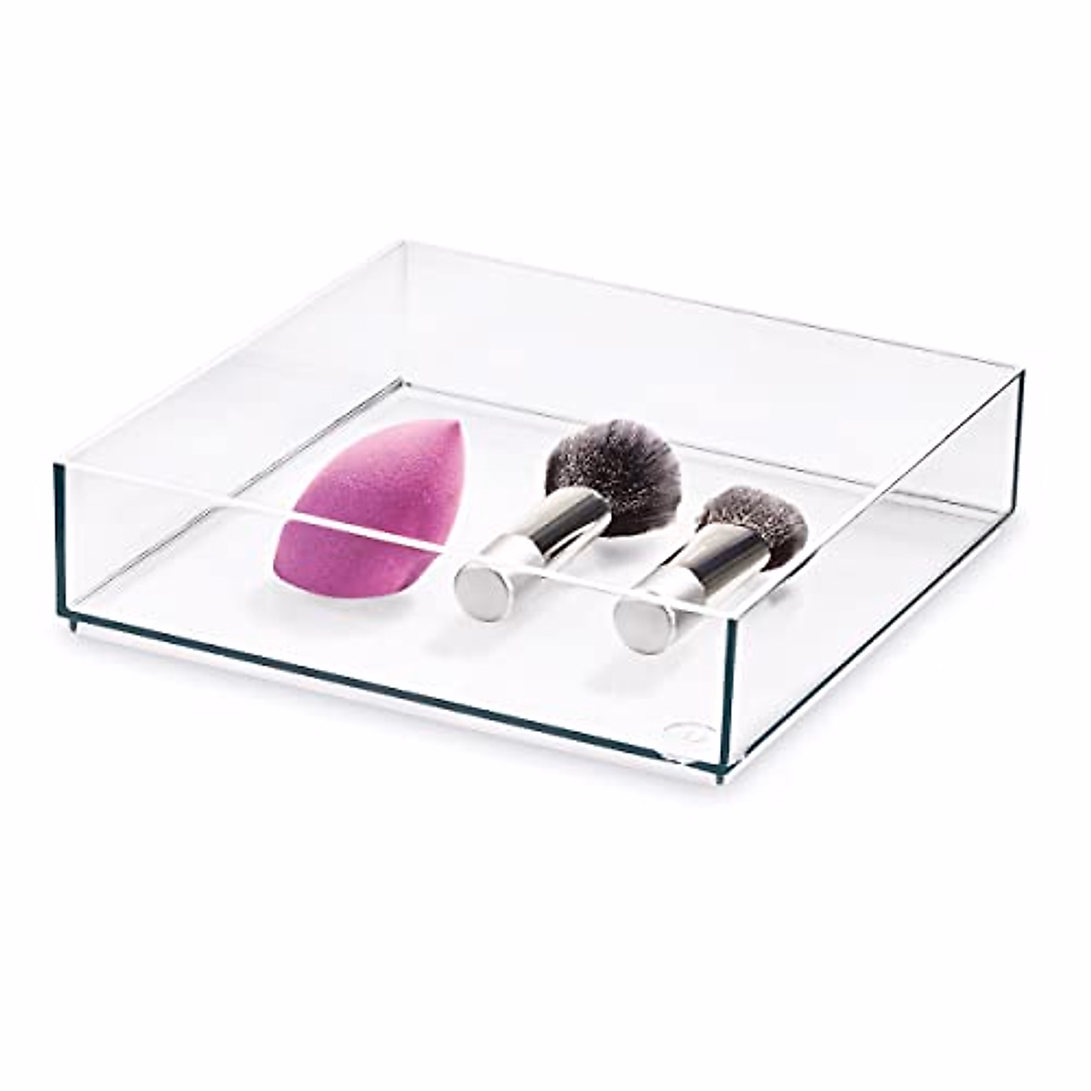 iDesign The Sarah Tanno Collection Plastic Cosmetic Drawer Organizer, 8" x 8" x 2", Clear
