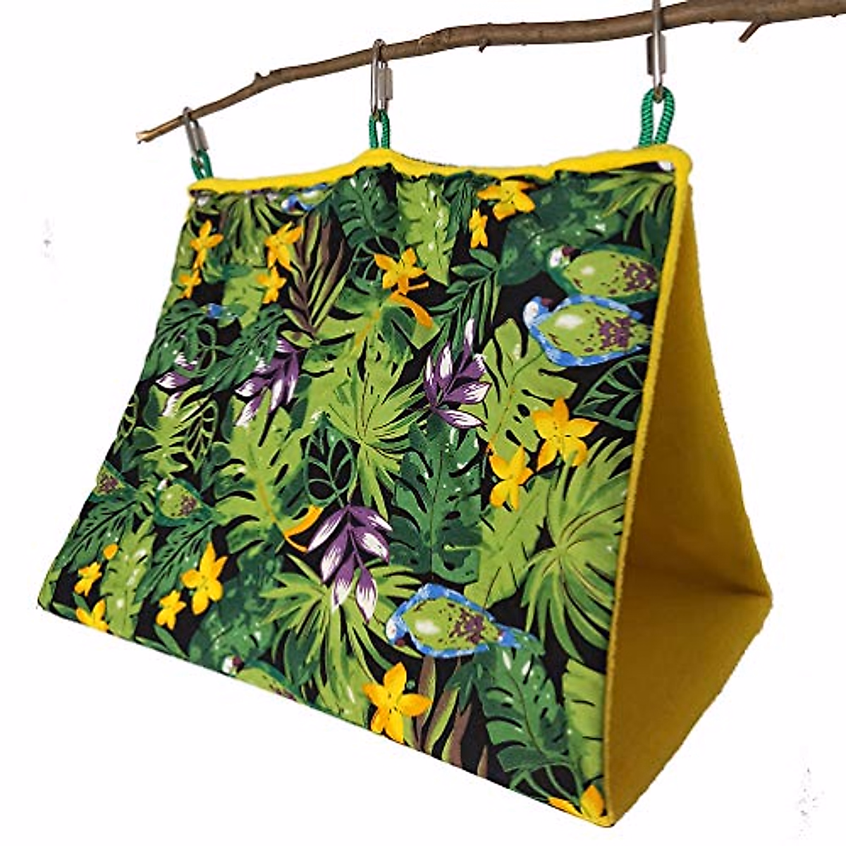 UKCOCO Bird Nest Summer Habitat Tropical Rainforest Printed Parrot Hut House Hanging Hammock Parrot Nest Swing Tent Bed Cave Cage