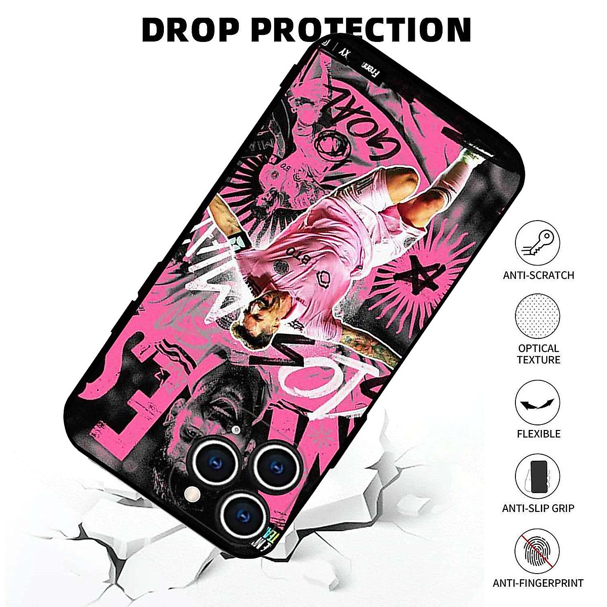 ZERMU for iPhone 14 Pro Max Case, Lione%l Mess%i Inter Soccer Miam-i #10 Fashion Full Protection Soft Silicone TPU Shock Absorption Bumper Slim Fit Protective Cover Phone Case for iPhone 14 Pro Max