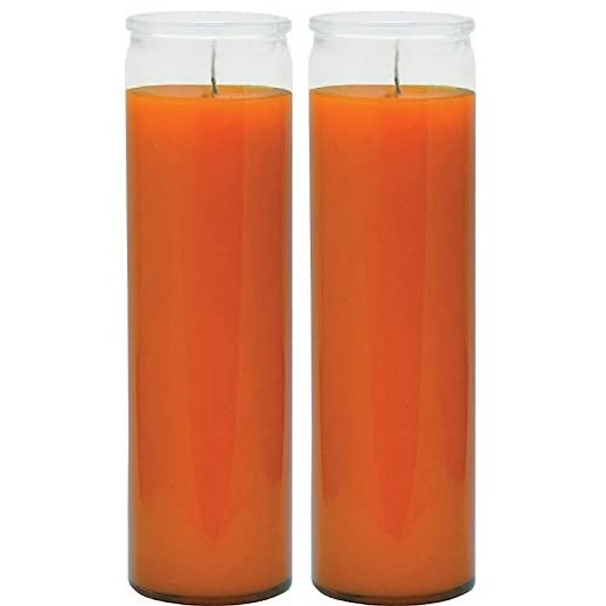 Prayer Candles - Wax Candles (2 Pc) Orange Great for Sanctuary, Vigils and Prayers - Unscented Glass Candle Set - Indoor Outdoor - Spiritual Religious Church - Jar Candles
