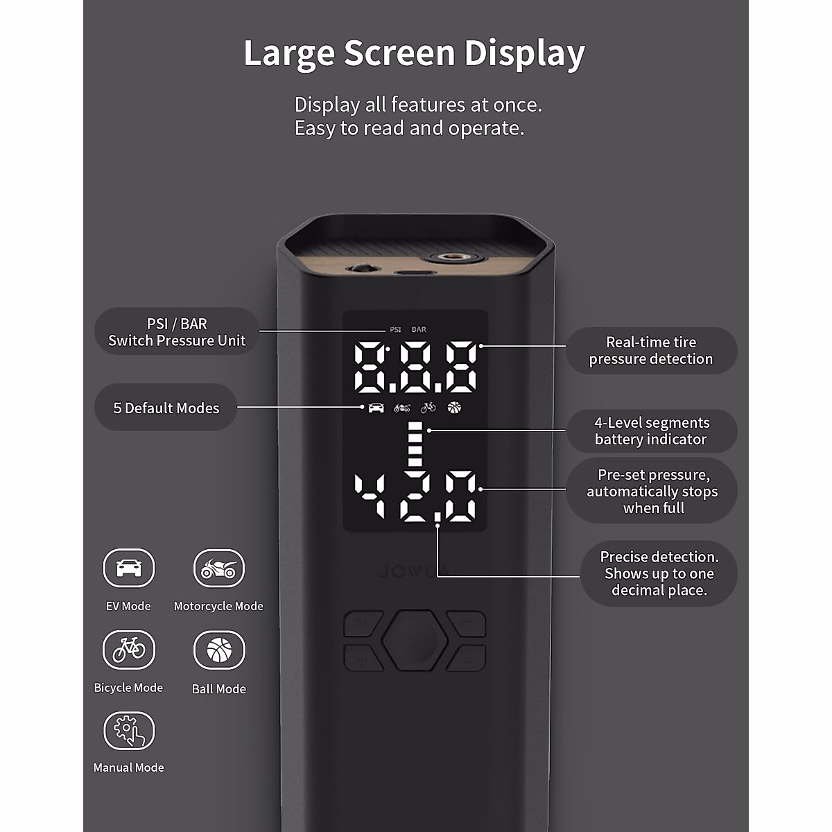 JOWUA Portable Air Compressor for Tesla & Tire Valve Caps ComboAir Compressor