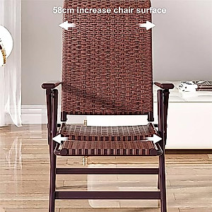 JHKZUDG Folding Patio Rocking Chairs,Garden Rattan Chairs,Portable Rocking Chair,PE Rattan Rocking Chair with Steel Frame, for Garden, Backyard, Porch