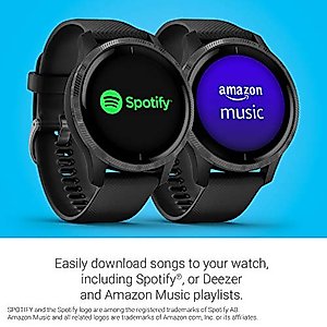 Garmin 010-02173-11 Venu, GPS Smartwatch with Bright Touchscreen Display, Features Music, Body Energy Monitoring, Animated Workouts, Pulse Ox Sensor and More, Black