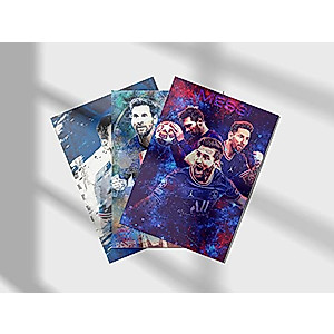 Famous Football Superstar Messi Set of 3 Poster Prints Wall Decor Bedroom for Living Room Sport Room Gift for Fan Football Size 11.7x16.5 inch UNFRAME