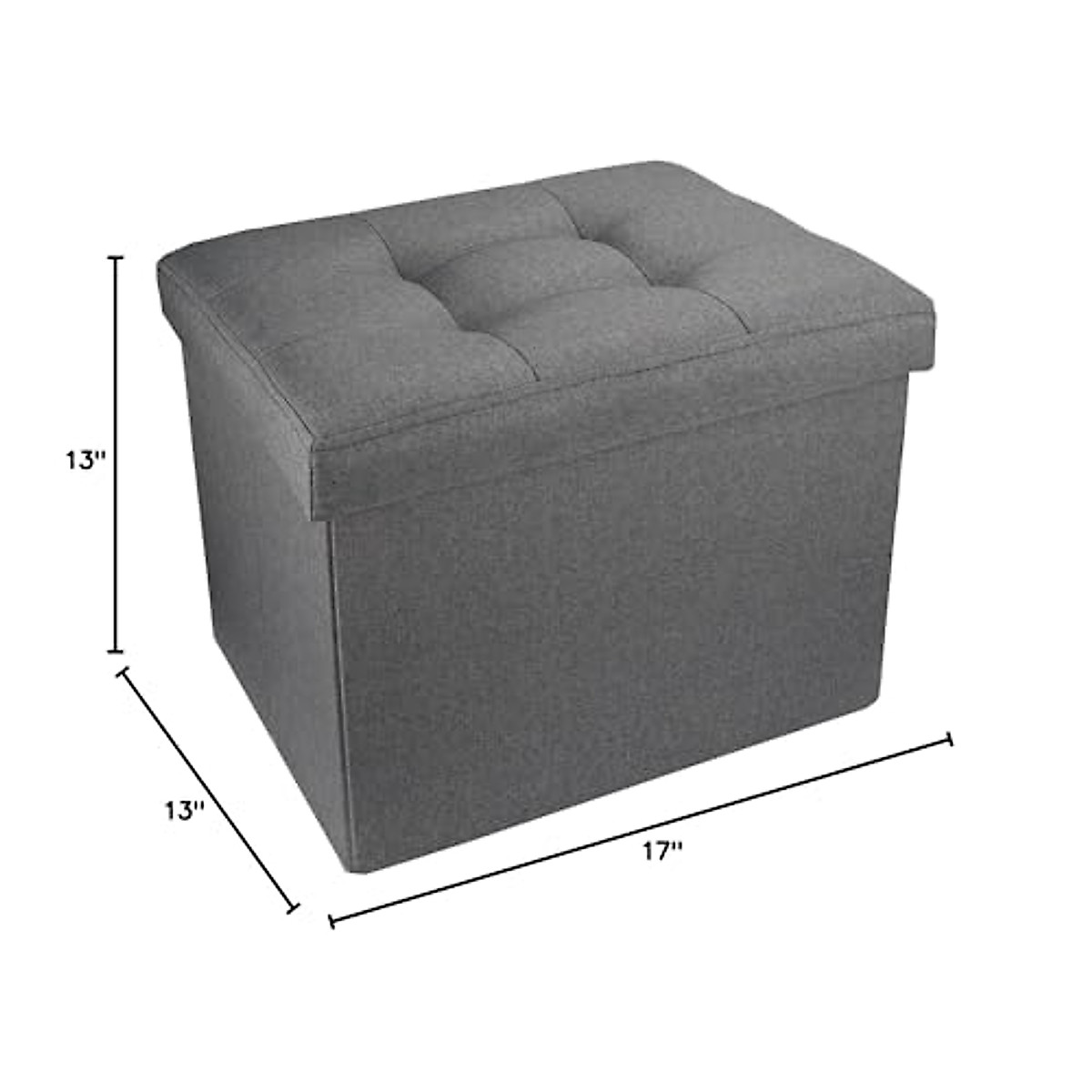 ALASDO Storage Ottoman Folding Rectangle Cube Coffee Table Multipurpose Foot Rest Short Children Sofa Stool Linen Fabric Ottomans Bench Foot Rest for Bedroom L17W13H13inches(Grey)