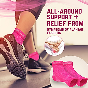Physix Gear Sport Plantar Fasciitis Socks with Arch Support for Men & Women - Ankle Compression Sleeve, Toeless Compression Socks Foot Pain Relief, Ankle Swelling - Better than Night Splint, Pink XXL