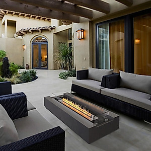 Eco Smart | Cosmo 50 Fire Pit Table | Natural Color | Ethonal Stainless Steel Gas Burner | Elegant Curved Design with Versatile Wide Lip | Complements Any Decor and Setting