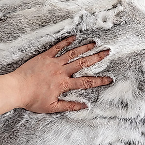 yingda1992 Real Rabbit Fur Pillow Case Cushion Cover Rabbit Fur Throw Decorative Animal Skin Pillowcase Home Living Room (Grey, 30×50cm（12in×20in）)