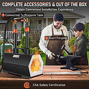 VEVOR Propane Forge Portable, 2 Burner 2600°F Metal and Knife Forge, Large Capacity Blacksmithing Farrier Forges, Gas Forging Tools and Equipment, Complete Mini Forge Kit