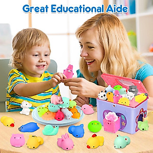 Mochi Squishy Toys FLY2SKY 28PCS Animal Mini Squishies Kawaii Party Favors for Kids Cat Unicorn Squishy Squeeze Stress Relief Toys Goodie Bags Novelty Toy Easter Gifts for Boys Girls Adults, Random