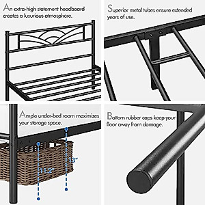 Yaheetech Twin Size Bed Frame Metal Platform Bed Mattress Foundation with Cloud-Inspired Design Headboard/Footboard/Ample Under Bed Storage/No Box Spring Needed/Twin Size Black