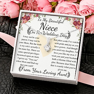 Meaningful Jewelry Gift Alluring Necklace To My Beautiful Niece From Aunt on Her Wedding Day, keepsake gift with Personalized heart touching Message Card (Standard Black box)