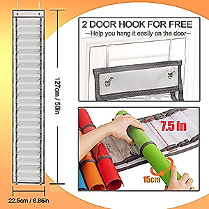 SAIVEN Vinyl Roll Holder with 2 Hook, 24 Rolls Hanging Adjustable Craft Vinyl Roll Keeper Craft Room Organizer Storage Bag, for Closet, Door and Wall Mount (24)