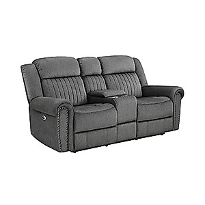 Lexicon Dakota Power Double Reclining Loveseat, Charcoal
