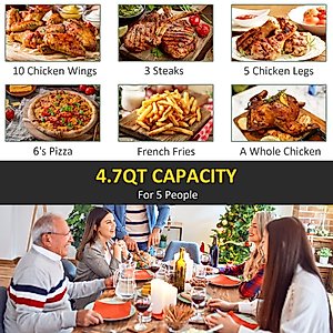 HOMCOM Air Fryer 4.7Qt, 4-in-1 Hot Oven with Air Fry, Roast, Broil, Crisp, Bake Function, Digital Touchscreen, 60-Min Timer, 8 Preset and Nonstick Basket, BPA Free