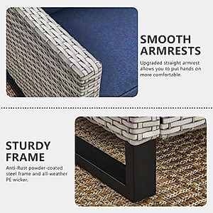 HUMMUH 7 Piece Patio Furniture Set Outdoor Sectional Sofa,High Back Patio Swivel Glider Chairs with Ottomans Coffee Table for Porch,Garden,Backyard…