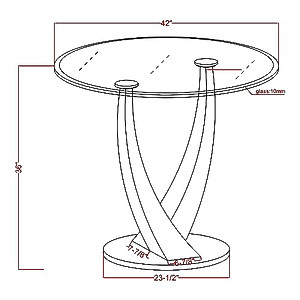 24/7 Shop at Home Brinley Modern Glass Top Counter Height Table, Pedestal Base, Seat 4 for Dining Room, Kitchen, Silver and Black