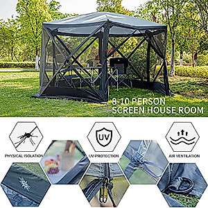 EVER ADVANCED Pop Up Gazebo Screen House Tent for Camping 11.5 ft for 8-10 Person Instant Canopy Shelter with Netting Portable for Outdoor, Backyard