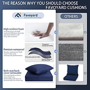 Favoyard Outdoor Seat Cushion Set 22 x 22 Inch Waterproof & Fade Resistant Patio Furniture Cushions with Removable Cover Deep Seat & Back Cushion with Handle and Adjustable Straps for Chair Sofa Couch