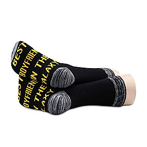 JXGZSO 2 Pairs Boyfriend Gift Best Boyfriend Socks Funny Boyfriend Christmas Gift Best Boyfriend In The Galaxy Socks (Best Boyfriend In The Galaxy)