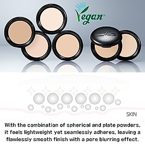 ABOUT TONE Blur Powder Pact 0.32oz - Pressed Powder Compact with Mirror and Puff Makeup Setting Finishing Blurring Natural Translucent Lightweight Face Sebum Oil Control Vegan Formula (02 LIGHT)