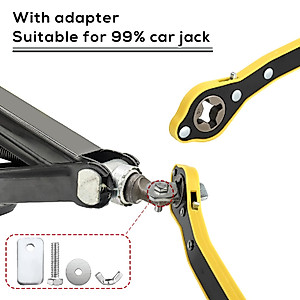 BOXOB Auto Labor-Saving Jack Ratchet Wrench 360° Swivel Car Scissor Jack Ratchet Wrench with Reversal Knob Design, Reinforced Tire Lug Wheel Jack Wrench for Cars SUVs Trucks Motorcycles
