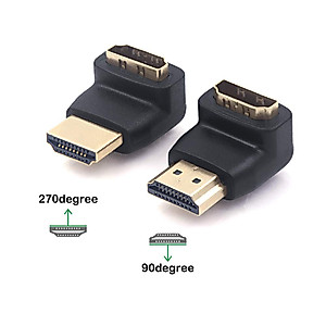 VCE HDMI 90 and 270 Degree Adapter 6-Pack, Right Angle HDMI Adapter Male to Female L-Shape Connector with 4K@60Hz, 3D for TV Stick, HDTV, PC