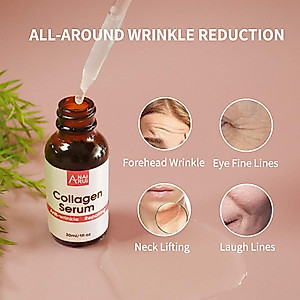 Collagen Serum with Hyaluronic Acid and Acetyl Hexapeptide-8, Face Plumping, Improve Skin Elasticity, Anti-Wrinkle Collagen Serum for Face & Neck 1 fl.oz