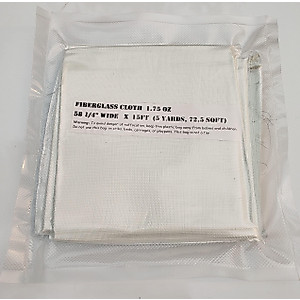 Fiberglass Cloth Fabric 1.75 oz. 72.5 sq Feet 58 1/4" Wide x 15ft (5 Yards) Lightweight Reinforcement Silicon Casting Mold Making Boat Aircraft Repair