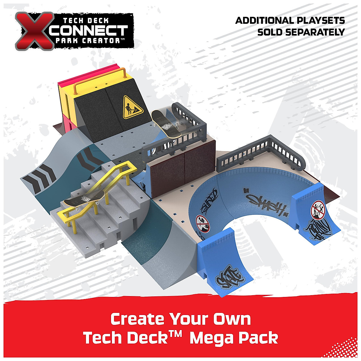 Tech Deck, Daewon Mega Bowl, X-Connect Park Creator, Customizable and Buildable Ramp Set with Exclusive Fingerboard, Kids Toy for Ages 6 and up