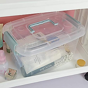 Sandmovie 5.5 Quart Plastic Storage Container Box with Lid and Handle, 6 Packs