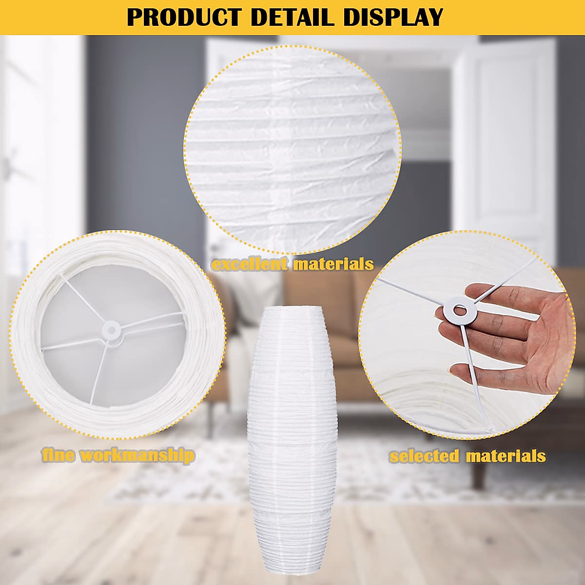 ANRONCH Rice Paper Floor Lamp Shade, Paper Floor Lampshade Light Accessories Paper Lamps Classic Modern Paper Floor Light Bulb Cage Guard for Bedroom Living Room