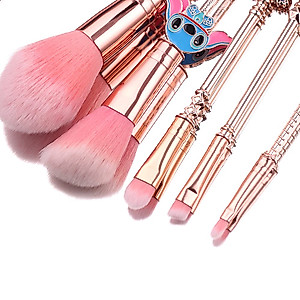 Interstellar Baby Makeup Brushes Set, 5Pcs Creative Stitch Theme Cosmetic Makeup Brush, Premium Synthetic Foundation Eyeshades Brush Sets Best Gifts for Teen Girls Women