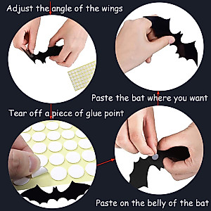 Halloween Bats Wall Decals 56pcs Bat Wall Stickers Halloween 3D Bats for Wall Decoration 4 Size