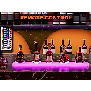 Oarlike LED Liquor Bottle Display Shelf 32 inch Acrylic Lighted Bar Shelf with RF Remote Controller for Home Commercial Bar Floating Wall Mounted Display Shelves 2 Pieces