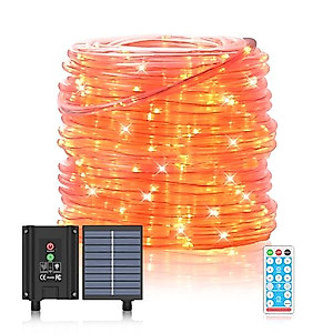 ICRGB Solar Halloween Lights, 66FT 200 LED Outdoor Rope Lights, IP67 Waterproof, 8 Modes Christmas String Lights for Outside, Tree Pathway Autumn Decorative