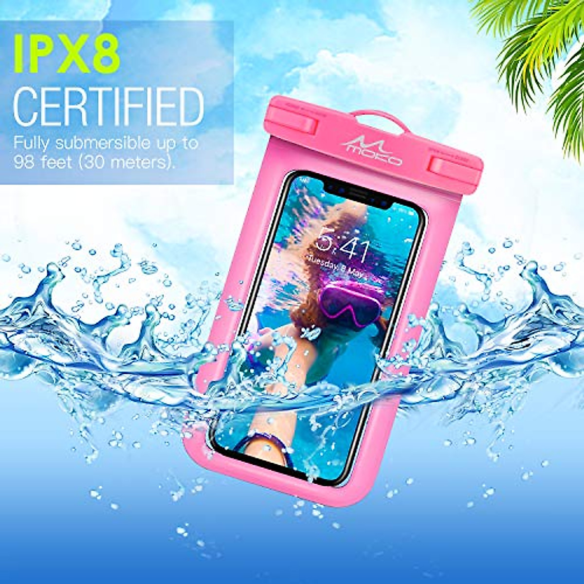 MoKo Waterproof Phone Pouch Holder [4 Pack], Underwater Phone Case Bag with Lanyard Compatible with iPhone 14 13 12 11 Pro Max X/Xr/Xs Max/SE 3, Samsung S21/S10/S9