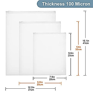 Green Nexus Packaging Bags, 50 PCS Travel Storaging Space Saver Bags, 10x13 Inches Clear Frosted Zipper Plastic Bags for Clothing, T-Shirt, Toys, Shoe, Dress, Documents with Vent Hole, 3.9 Mil