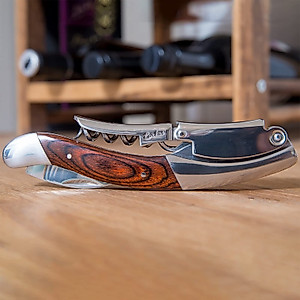 CORKAS Executive Corkscrew,High-end Wine Opener with Premium Rosewood Handle,Double Worm Bottle Opener,Serrated Foil Cutter,Large-Sized Design,Bigger,Heavier and Professional(5.5×1.5×0.7 inch/7.6 oz)