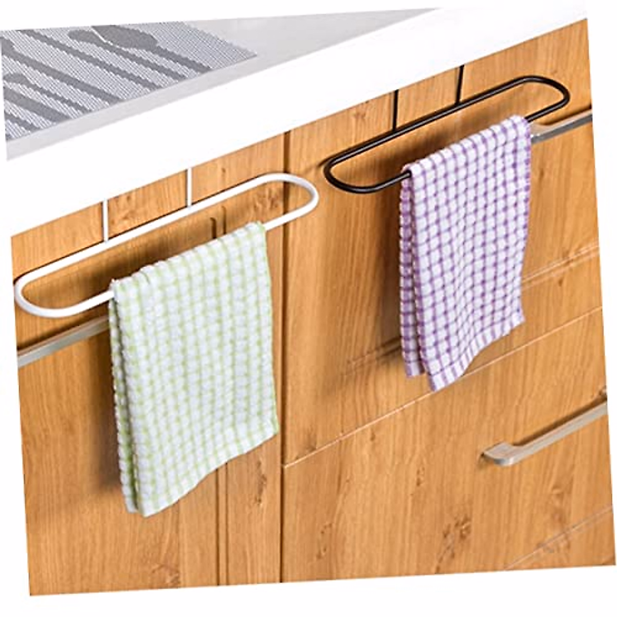 Cupboard Hanger 2pcs Cabinet Towel Holder Towel Rack Hand Towel Holder Cabinet Hanger Towel Rack for Bathroom Cupboard Hanger Hanging Rod Single Shot Towel Holder Towel Holder