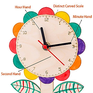 Pica Toys Wooden DIY Desk Clock for Kids - 5 inches Silent Non Ticking Battery Operated - School Project, Bedroom Decor, Creative Art Kit for Boys and Girls Age 8 9 10 11 12 13 14