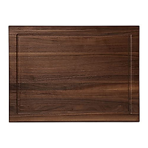 CONSDAN Black Walnut Butcher Block Cutting Board with Invisible Inner Handles, USA Grown Hardwood, 1" Thick, 16" L x 12" W