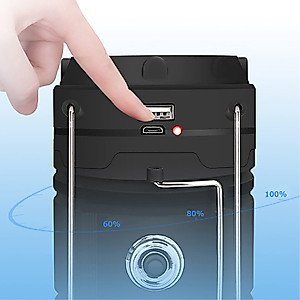 BYRUYI LED Solar Camping Light Rechargeable Flashlight Portable Lantern for Camping Hurricane Emergency Power Outage Hiking Fishing (Black)