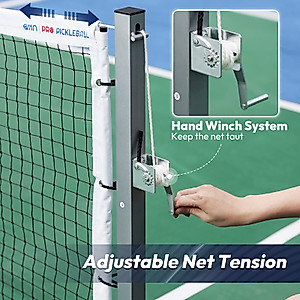 A11N Sports Pro Pickleball Net with Wheels and Hand Winch, Tournament Regulation Size, Anti-Sag Design, Perfect for Outdoor Court & Indoor Gym Floor