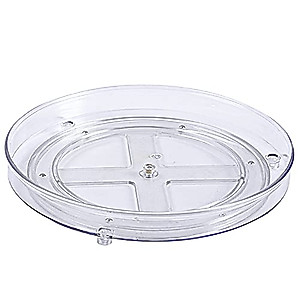 Lazy Susan Rotating Kitchen Turntable Food Storage Spinning Organizer Container for Countertop, Cabinet, Pantry, Fridge, Cupboard, Vanity, Office, Baking Supplies, Spices, Condiments - 10.5" Clear