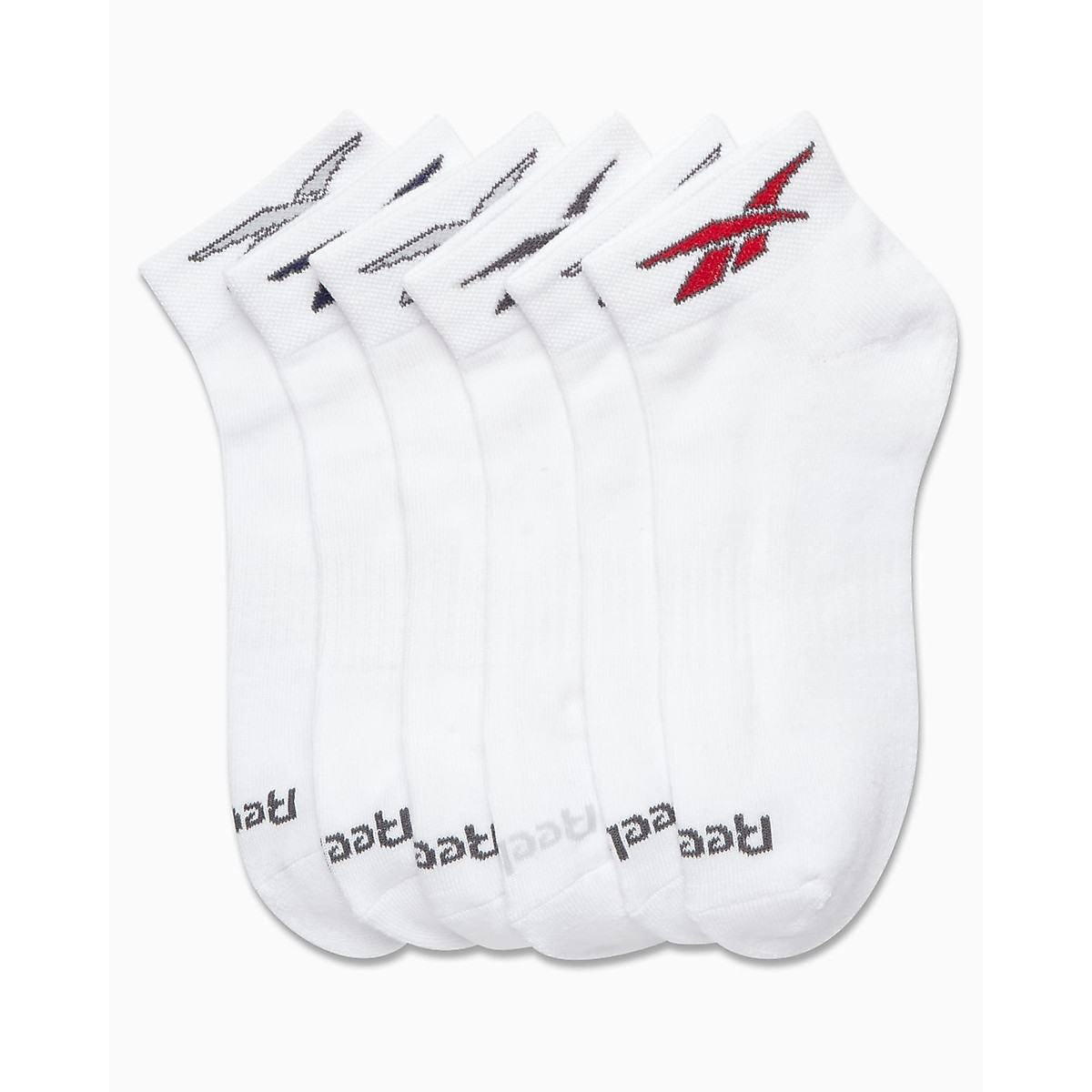 Reebok Men's Quarter Socks - 6 Pack Cushion Quarter Cut Ankle Socks for Men - Breathable Men's Athletic Socks (Size 6-12.5), Size 6-12.5, White Logo