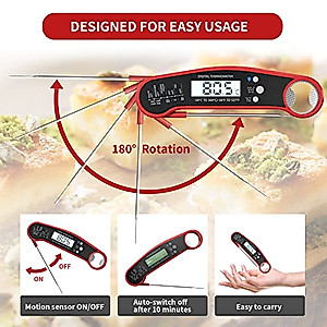LPONJAR Digital Meat Thermometer, Instant Read Food Thermometer for Grilling, BBQ, Cooking, Baking, Liquids- Foldable Probe, Bottle Opener, IP67 Waterproof, Backlight, Magnet, and Calibration