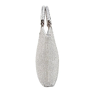 BAGLAMOR Women's Handbag Crystal Rhinestone Bag Evening Bags Wedding Clutch Purse (Silver #1)