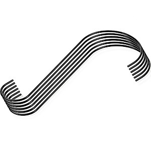 Hotop 6 Pieces Heavy Duty Big S Hooks Bird Feeder Hook Rustproof Stainless Steel Hooks Garden Hook Tree Branch Hook for Kitchen, Bird House, Plants, Baskets, Lanterns and Bicycles(Black,12 Inch)