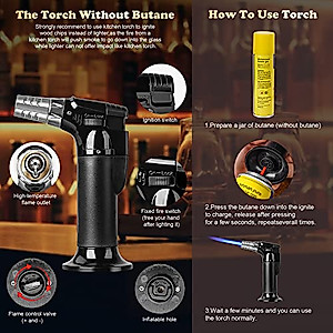 EAOAK Cocktail Smoker Kit with Torch-Whiskey Drink Smoker&4 Flavors Wood Chips-Old Fashioned Smoker Kit for Infuse Cocktail, Bourbon,Bar Smoker Set Gift for Men,Husband,Dad,Valentine's Day(No Butane)